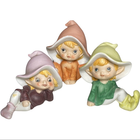 Homco | Accents | Vintage Homco Pixies Elves Set Of 3 Fairy Garden ...
